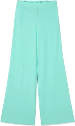 Oltre Femme, Pantalons, Vert, Taille: 38 FR Pantalon Palazzo &agrave; Jambes Larges en Cr&ecirc;pe