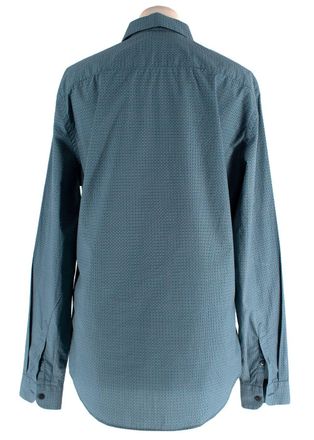 Prada Blue Printed Long-Sleeve Shirt Size 15