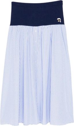 Karl Lagerfeld Femme, Jupes, Bleu, Taille: 42 FR Printed Waistband Skirt