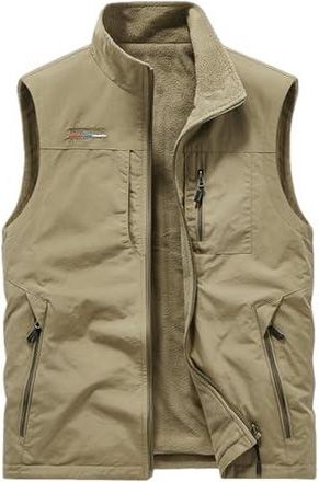 Generic Veste dhiver sans manches pour homme - Légère et coupe-vent - Rembourrée - Avec plusieurs poches, kaki, 3XL