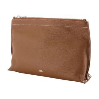 A.P.C. Womens Neige Clou Vanity Case - A.p.c. Leather Brown Cowhide Accessories Vanity-Case