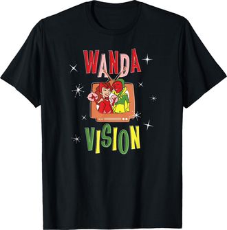 MARVEL WandaVision Wanda & Vision Retro TV Artwork T-Shirt