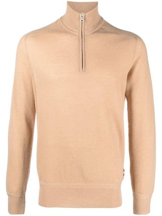 Orlebar Brown Lennard Kaschmirpullover mit Rei&szlig;verschluss - Nude