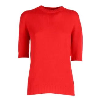 Fabiana Filippi Femme, Pulls, Rouge, Taille: 40 FR Maglia Girocollo Manica Corta in Cashmere Garza