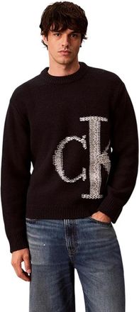 Calvin Klein Monogram Rundhals-Pullover - - Knitwear - Herren - Schwarzk - S