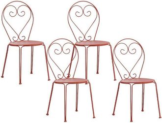 Vente-Unique Lot de 4 chaises de jardin empilables en m&eacute;tal fa&ccedil;on fer forg&eacute; - Terracotta - GUERMANTES de MYLIA