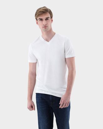 van Laack T-Shirt mit V-Ausschnitt Slim Fit