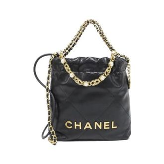 Chanel unisex, Pre-owned, Noir, Taille: ONE Size Pre-owned Sac bandouli&egrave;re 22 en cuir de veau