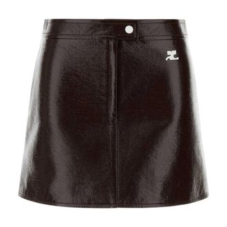 Courr&egrave;ges Reedition Vinyl Minirock - - Skirts - Damen - Braun - XS