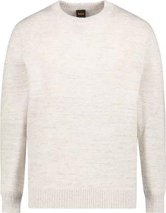 Boss Orange by Hugo Boss BOSS Orange Herren Pullover beige Schurwolle unifarben