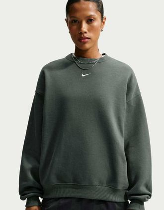 Nike Studio Fleece sweat-shirt oversize mi-&eacute;pais vert