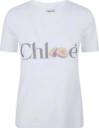 Chlo&eacute; Femme, Tops, Blanc, Taille: 42 FR Baby Fit Logo T-Shirt