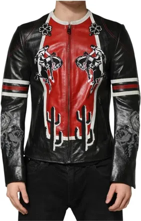 Dolce & Gabbana Homme, Vestes, Multicolore, Taille: L Guns N Roses Full Zip Biker Jacket