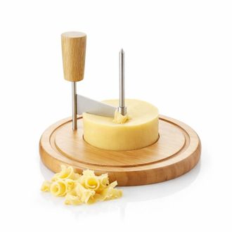 Point-Virgule K&auml;sehobel aus Bambus, tete de moine hobel k&auml;seschneider, Bambus, 22 x 15 cm