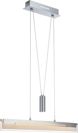 ETC Shop Hängeleuchte Wohnzimmer Höhenverstellbar Pendelleuchte Esszimmerlampe Chrom, Metall Glas,1x led 22,5W 1780Lm warmweiß, l 80 cm