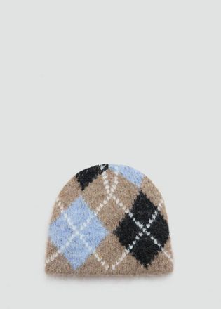 Mango Chapeau &agrave; motifs de losanges marron moyen - Femme - Taille unique - MANGO