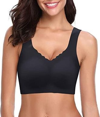 Generic 2026 Soutiens-gorge pour femmes soutien-gorge de sommeil fin doux confortable quotidien sans couture d&eacute;contract&eacute;, Noir, XXL