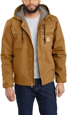 Carhartt Work in Progress Veste de Travail en Toile Lourde D&eacute;lav&eacute;e avec Doublure Sherpa Coupe D&eacute;contract&eacute;e Homme, Marron (Carhartt Brown), XL