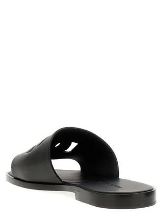Dolce & Gabbana Logo-Embellished Leather Slides - Black