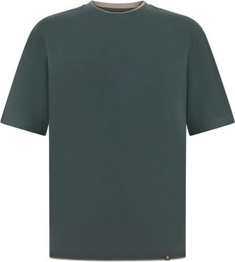 Boggi Milano Homme, Tops, Vert, Taille: 2XL T-Shirt en Coton Pima