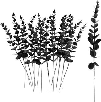 Generic K&uuml;nstliche Eukalyptus-Stiele, k&uuml;nstliche Blumen f&uuml;r Zuhause, B&uuml;ro, Blumenstrau&szlig;, Tafelaufsatz, Hochzeitsdekoration, Weihnachtsdekoration (schwarz), 20