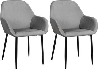 The Home Deco Factory The Home Deco Factory - Lot De 2 Fauteuils En Velours Côtelé Giulia Gris Home Deco Factory