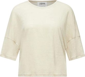 Drykorn Femme, Tops, Beige, Taille: 36 FR T-shirt en lin couleur boue
