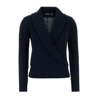 Ralph Lauren Cardigan en M&eacute;lange de Coton - Femme - Pulls - Bleu - Taille: 36 FR