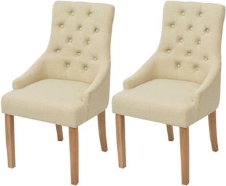 vidaXL Vidaxl - Chaises &agrave; manger lot de 2 cr&egrave;me tissu