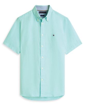 Tommy Hilfiger Kurzarmhemd aus Baumwolle und Leinen, Regular Fit in