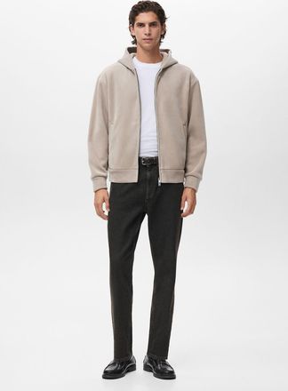 Mango Sweat-shirt capuche velours côtelé sable - Homme - XXL - MANGO MAN