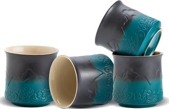 Zens Japanische Teetassen 4er Set, 240ml &Auml;sthetik gepr&auml;gte Japan Teetasse f&uuml;r Matcha Tee, Chinesische Teetasse ohne Henkel, Japanische Teetasse Traditionel