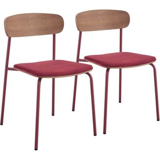 Oviala Set mit 2 stapelbaren St&uuml;hlen aus burgunderrotem Holz