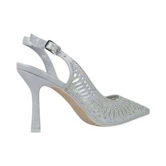 Menbur Slingback en Tulle et Strass - Femme - Chaussures - Gris - Taille: 37 EU