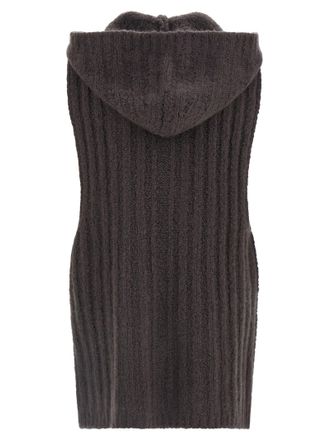 Rick Owens Cashmere and Silk Blend Hooded Tank - Charcoal