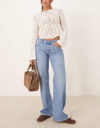 Free People Tennessee - Boyfriend-Jeans in hellblauer Waschung mit niedrigem Bund