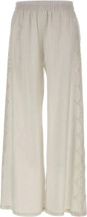 Maurizio Femme, Pantalons, Blanc, Taille: 36 FR Pantalon Brod&eacute;e en Dentelle