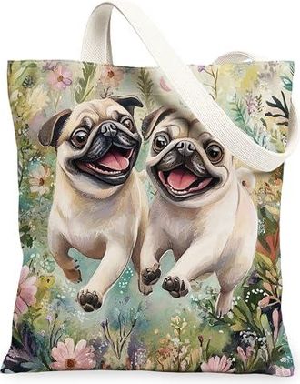 Generic Sac fourre-tout en toile pour le shopping 33 x 38 cm, sac &agrave; bandouli&egrave;re r&eacute;utilisable pour femme, peinture danimaux domestiques, d&eacute;coration cadeau