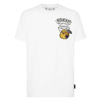 Philipp Plein Homme, Tops, Blanc, Taille: 2XL T-shirt Col Rond SS Gothic Duck