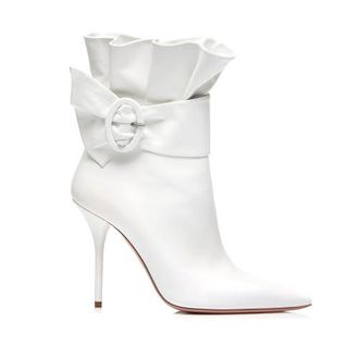 Generic Bottines &agrave; Talons Hauts Pliss&eacute;es &agrave; Bout Pointu pour Femme,Bottines &eacute;l&eacute;gantes &agrave; Talons Aiguilles et Boucles,Chaussures de Soir&eacute;e Sexy &agrave; Fermeture &eacute;clai