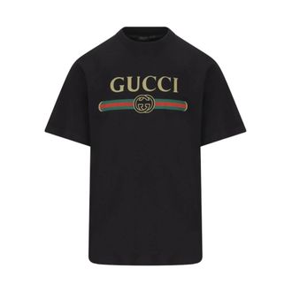 Gucci T-Shirt aus Seidenmischungs-Jersey mit Print - - Tops - Herren - Schwarzk - XL