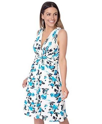 Krisp Robe Femme Patineuse Courte Chic Imprim&eacute; Mode, Turquoise/Noir, 38, (6252-TUR-10)