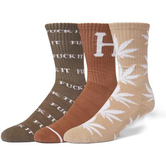 HUF SOCKS VARIETY 3 PACK BROWN