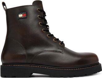 Tommy Jeans Schn&uuml;rstiefeletten Archive 01 Brushed Leather EM0EM01787 Dunkelbraun