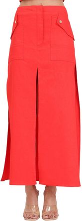 Pinko Damen GALANTI Gonna LINO Stretch Rock, R48_Rosso FORMULA1, 36