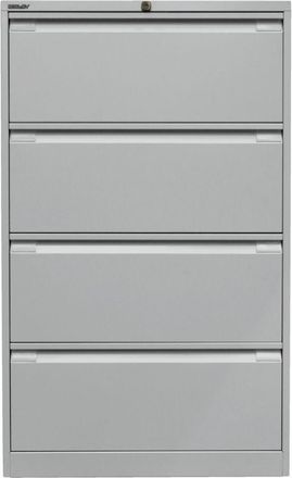 Bisley Hängeregistraturschrank, doppelbahnig, DIN A4, 4 HR-Schubladen, Metall, 645 Lichtgrau, 62.2 x 80 x 132.1 cm