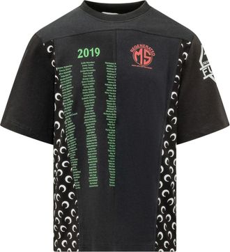 Marine Serre Homme, Tops, Noir, Taille: M T-shirt &agrave; Col Rond