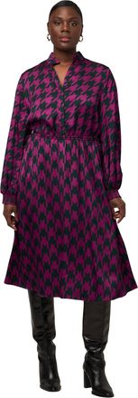 Ulla Popken Damen Hahnentrittprint Kleider, nachtgrün, 54-56