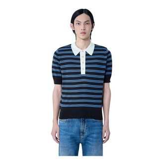 Wales Bonner Wales Bonner, Homme, Tops, Multicolore, Taille: 2XL Chemise Polo en Tricot Ray&eacute;