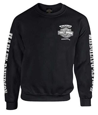 Harley-Davidson Harley-Davidson Mens Lightning Crest Fleece Pullover Sweatshirt, Black
